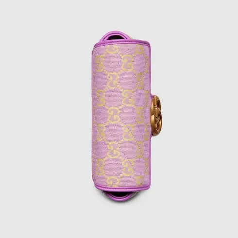 Gucci Gg Super Mini Shoulder Bag - Lilac And Yellow Canvas